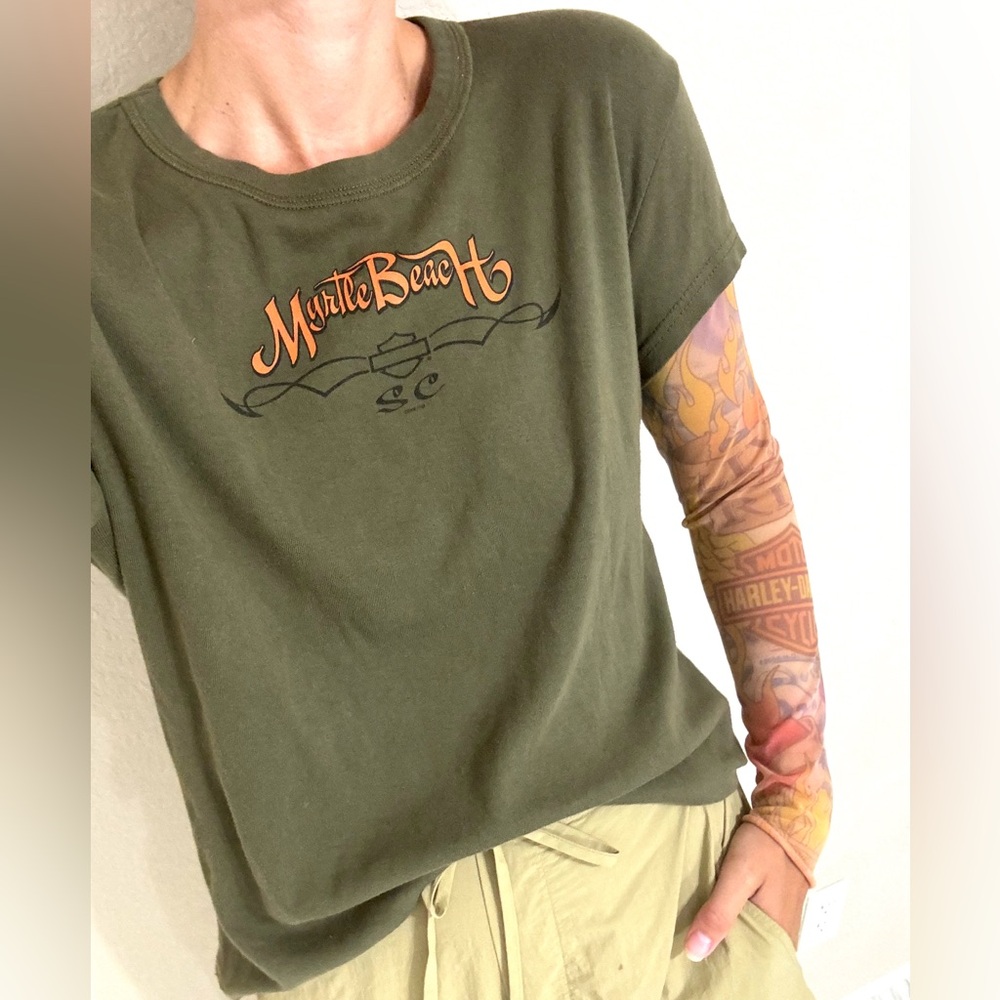 Harley Davidson Mesh Sleeve Myrtle Beach Shirt - Gem